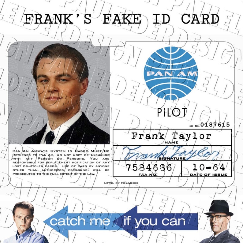 Catch Me If You Can Franks Pan Am ID Cosplay Prop Replica | Etsy