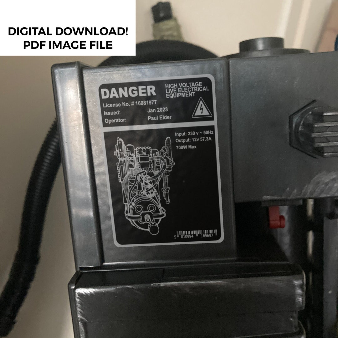 Ghostbusters Proton Pack, Licence, Warning Label, PDF, Digital Download ...