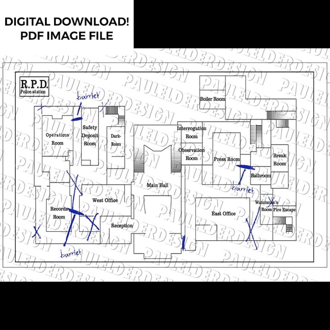 Resident Evil 2, RPD, Police Station, Map, Replica, Prop, Digital ...