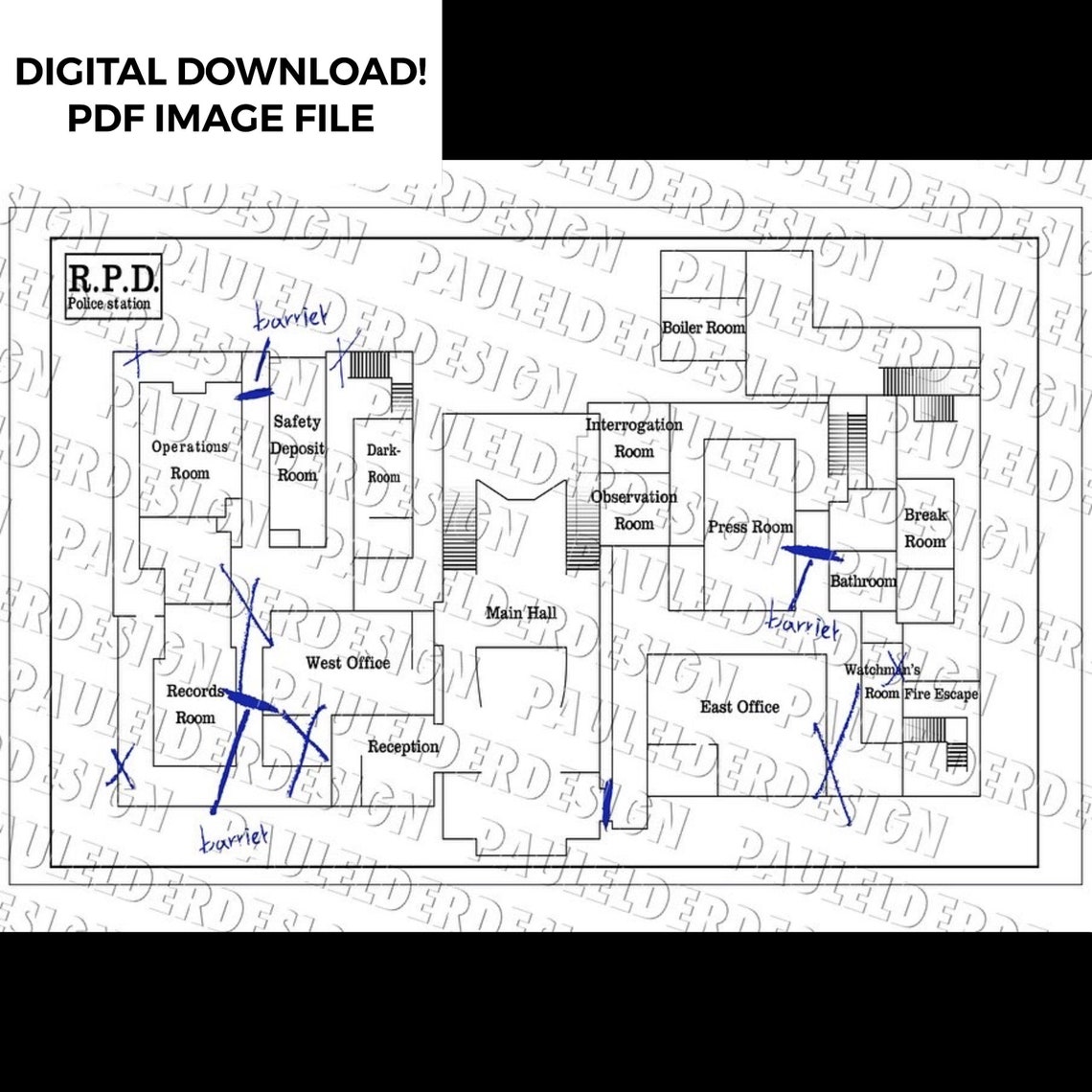 Resident Evil 2 RPD Police Station Map Replica Prop - Etsy UK
