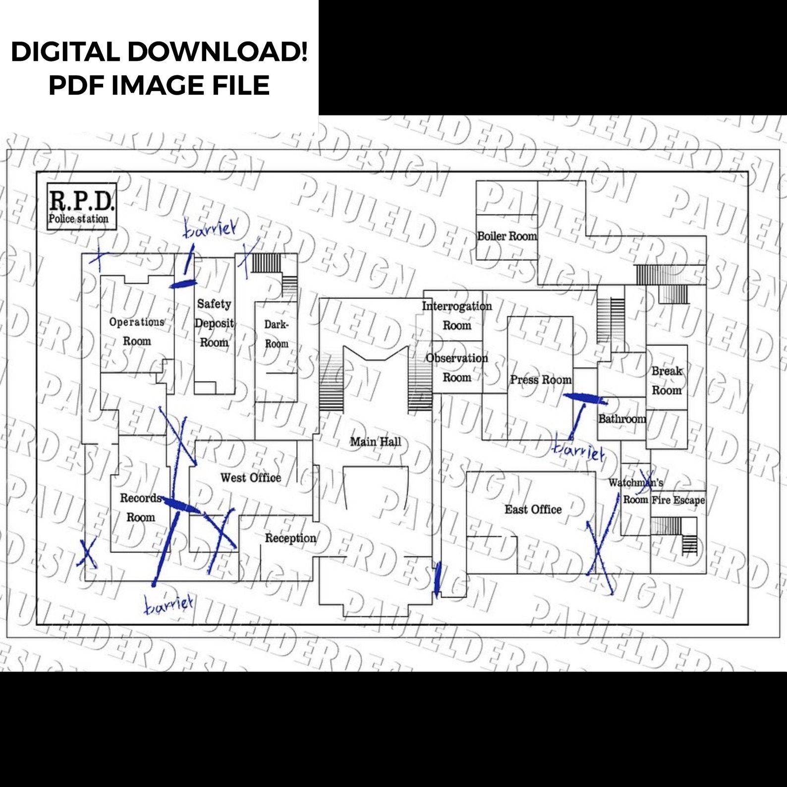 Resident Evil 2 RPD Police Station Map Replica Prop - Etsy UK