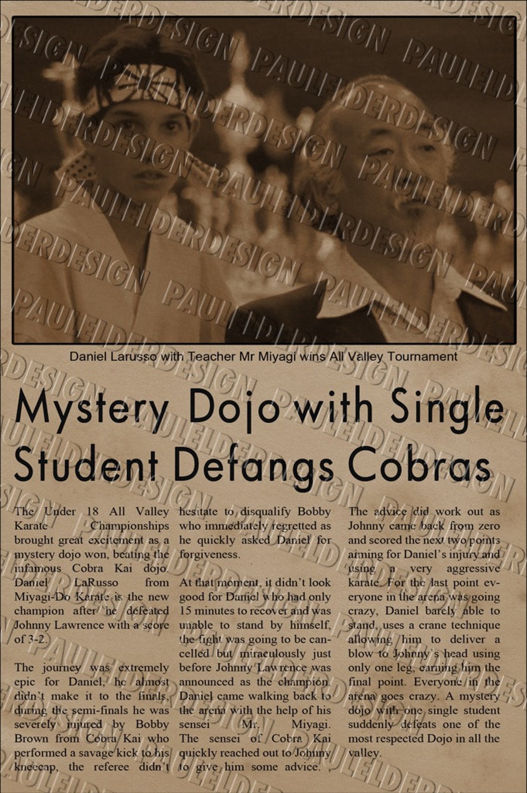 Cobra Kai/karate Kid Newspaper Clipping, Prop Replica, Digital Download ...