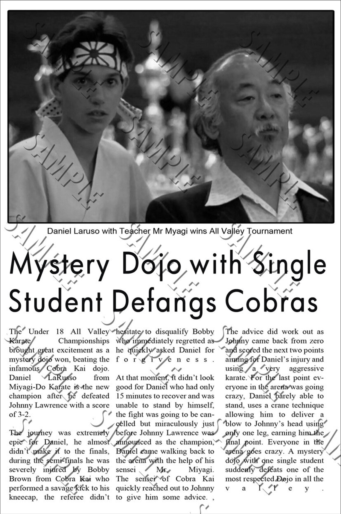 Cobra Kai/karate Kid Newspaper Clipping Prop Replica Digital - Etsy UK