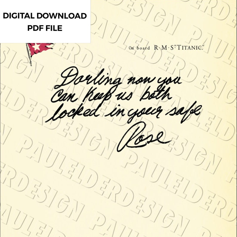 Titanic Roses Note Prop Replica PDF Vector Digital | Etsy