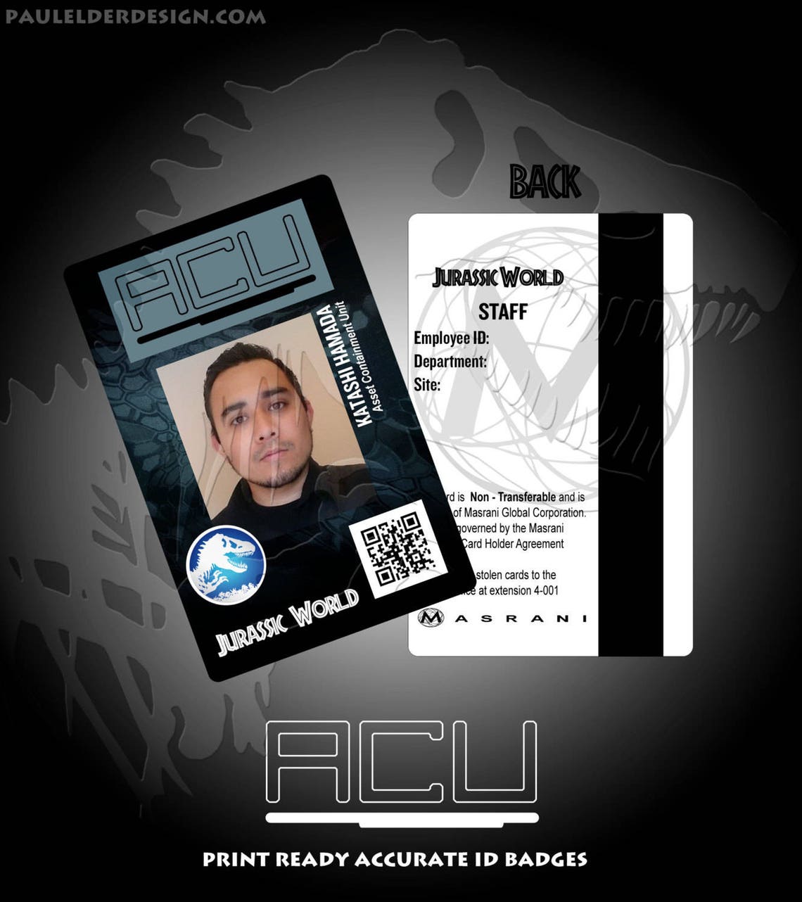 Jurassic World ACU ID Badge PDF Digital Download | Etsy
