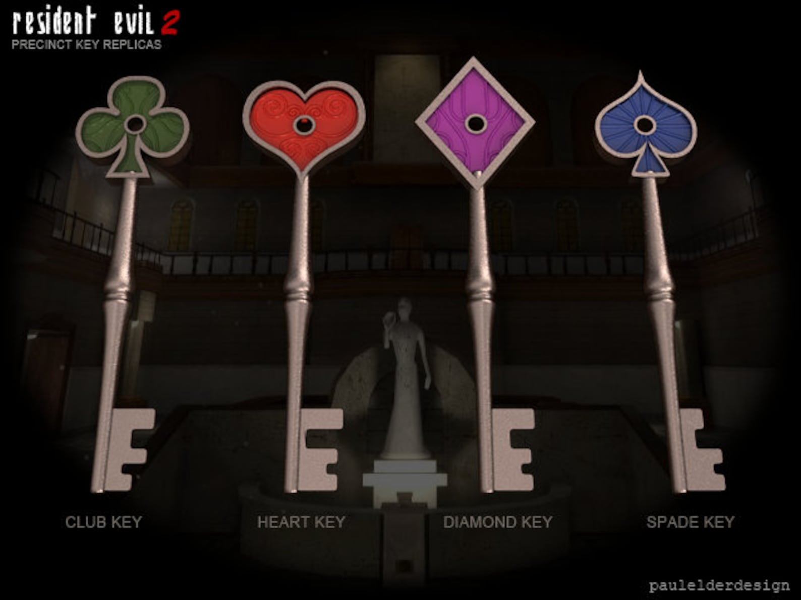 Resident Evil 2 RPD Precinct Keys STL file for 3D Printing | Etsy