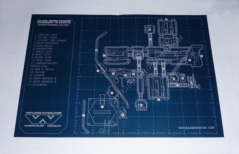 Aliens Hadleys Hope Blueprint Poster Digital Download - Etsy