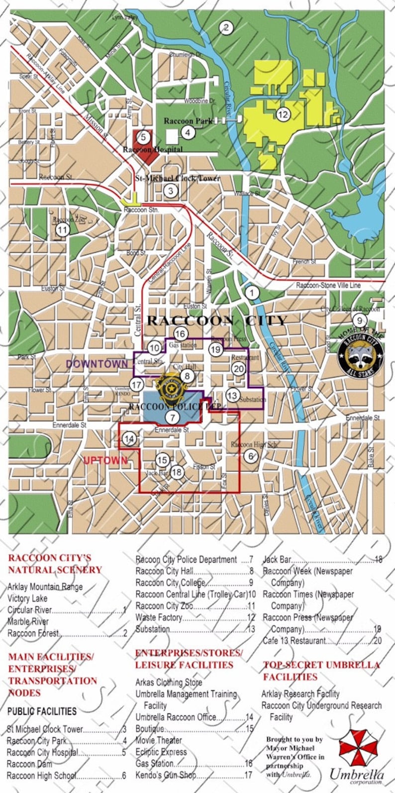Resident Evil Map of Raccoon City Digital Download | Etsy