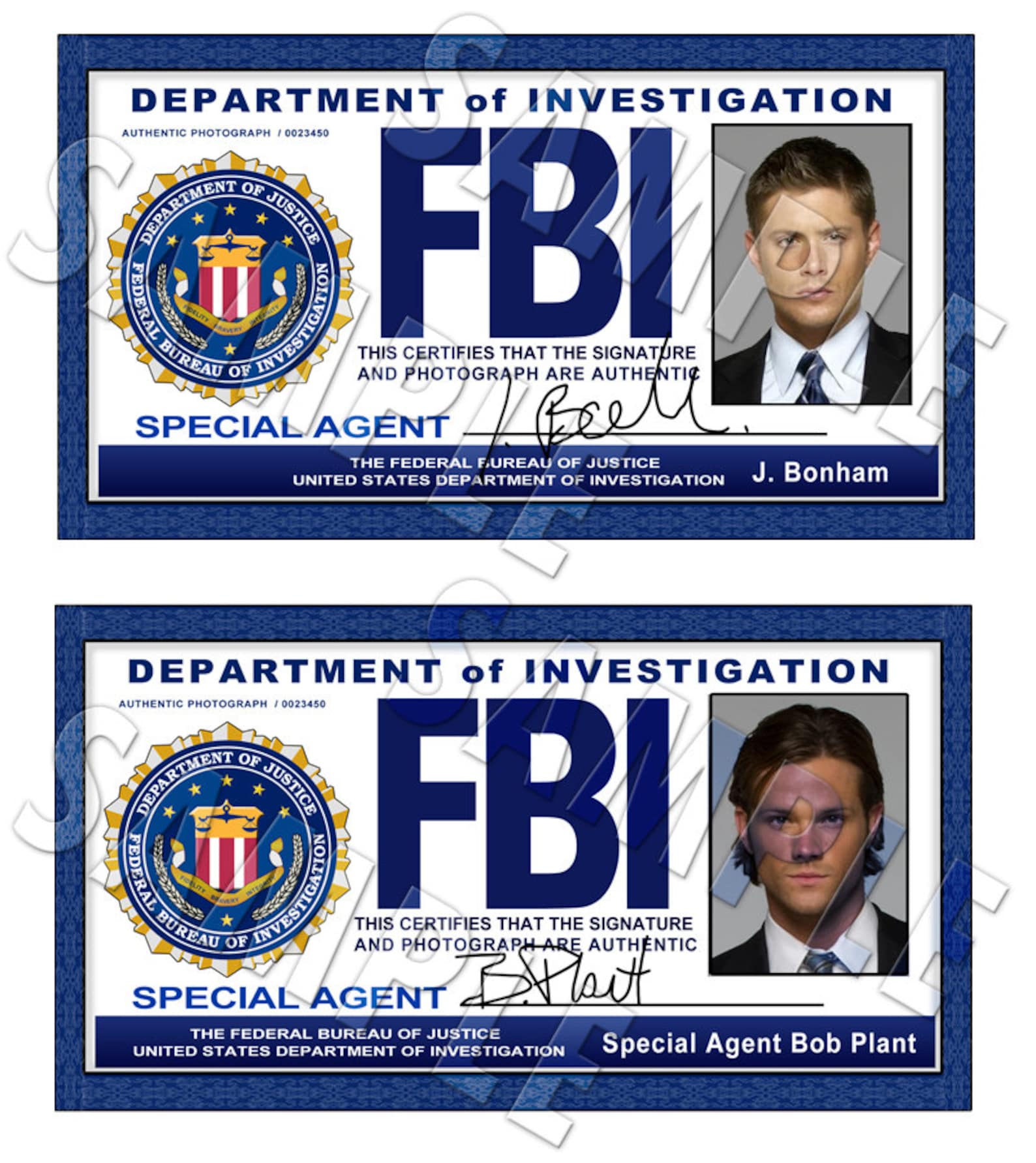 Tarjetas de identificación del FBI sobrenaturales Dean y Sam | Etsy