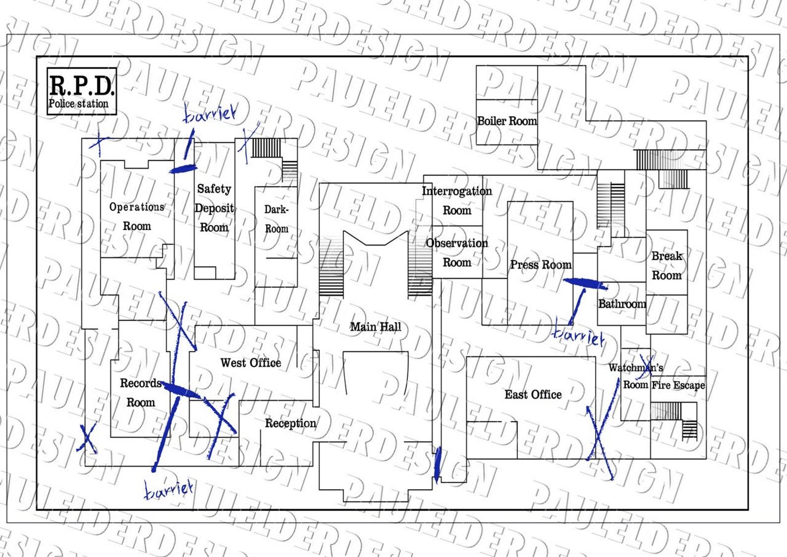 Resident Evil 2 RPD Police Station Map Replica Prop - Etsy UK