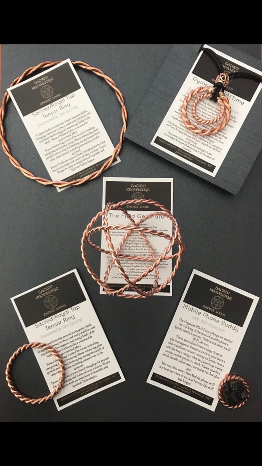 Personal Protection Set - Copper Tensor Rings - Crystal Grids - Reiki ...