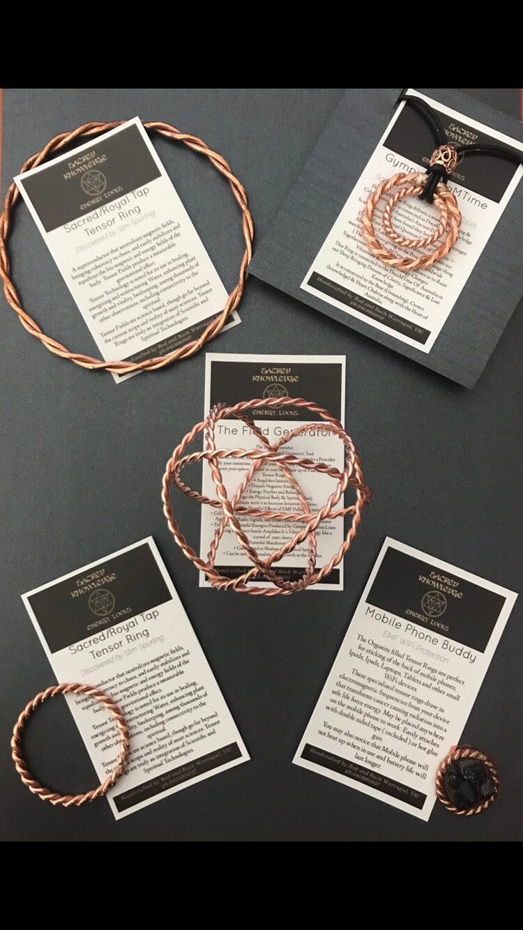 Personal Protection set copper tensor rings crystal grids | Etsy