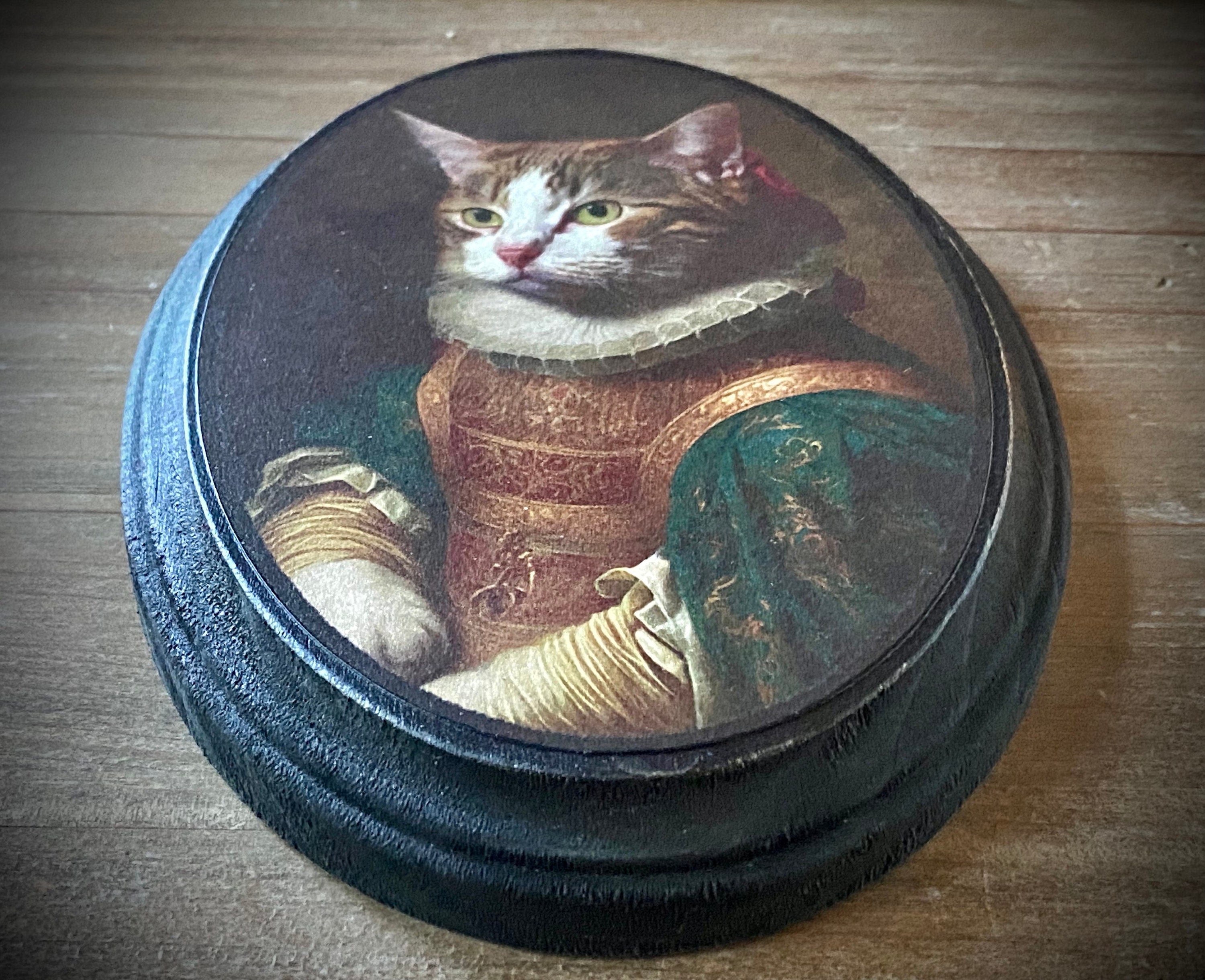 Tabby Calico Cat Victorian Portrait Distressed Plaque Sign ...