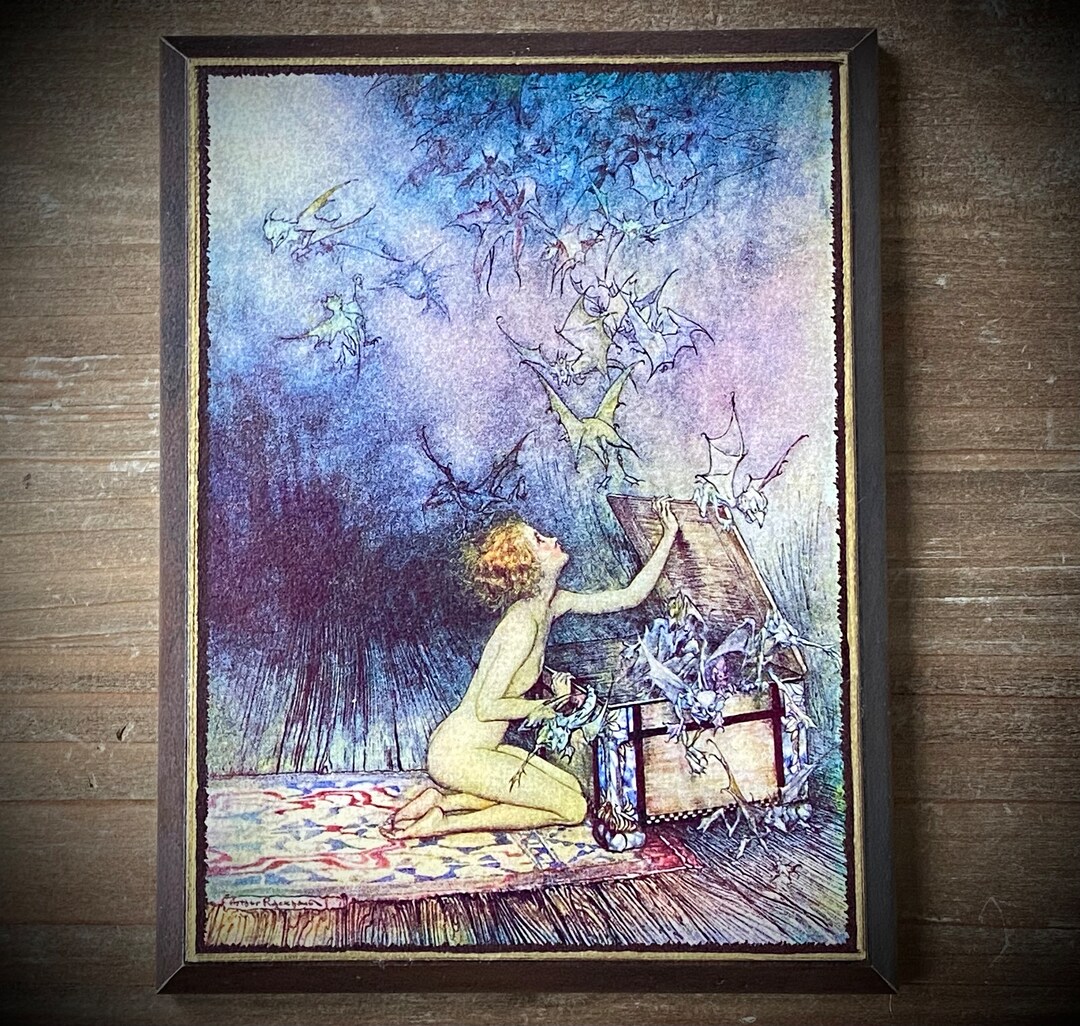 Arthur Rackham Pandora’s Box Plaque Vintage Illustration Bats Chest ...