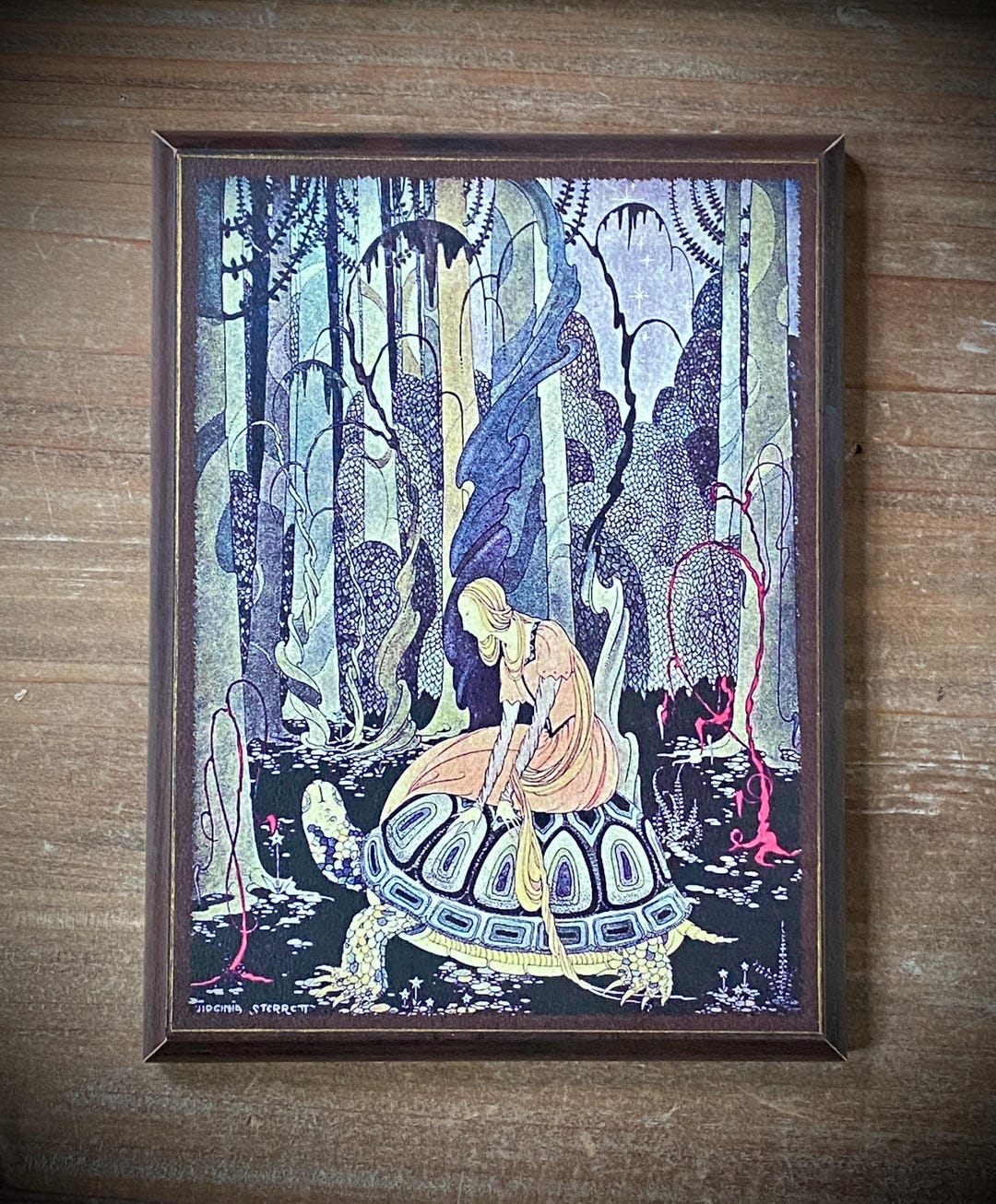 Tortoise Ride Princess Blondine Mythology Vintage Illustration ...