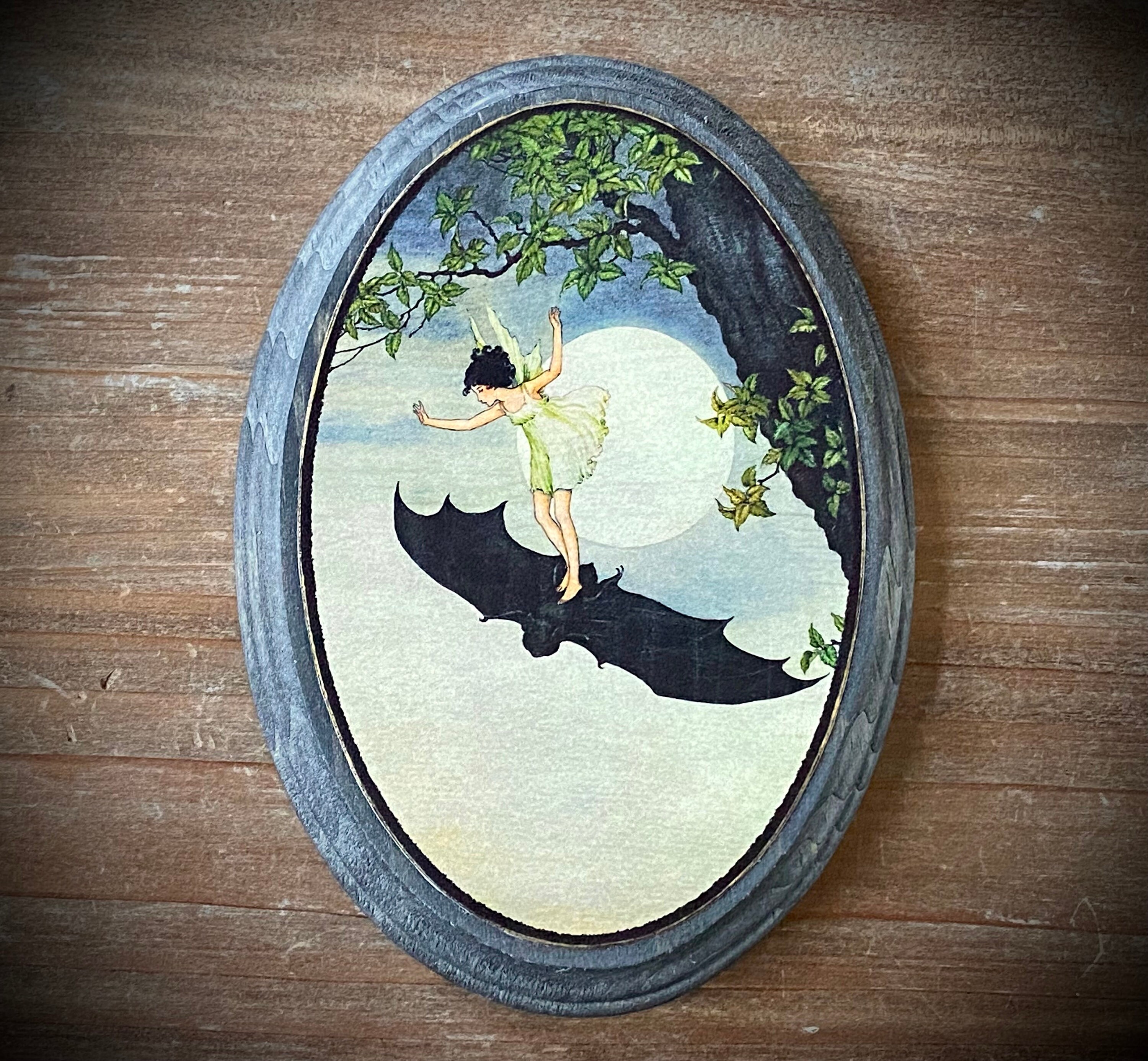 Fairy Riding Bat Fairy Tale Story Book Vintage Illustration Made Into a ...
