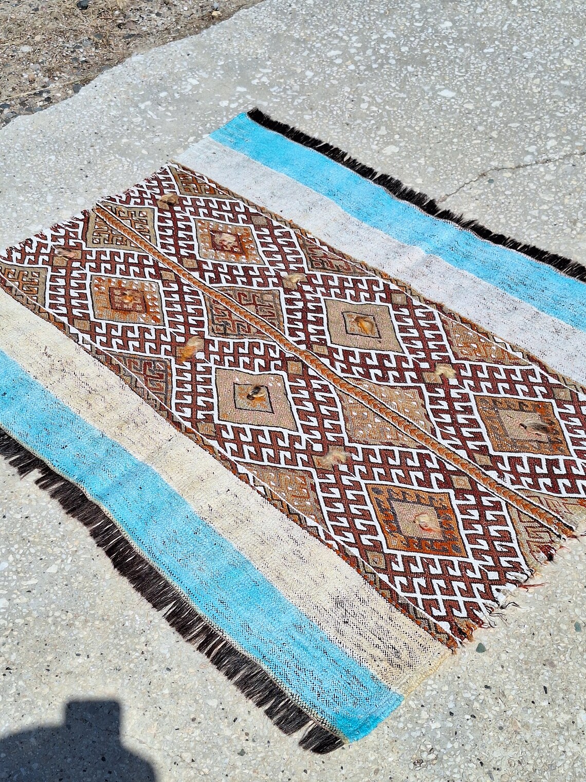 1950s Primitive Vintage Turkish Nomad Soumak Kilim From Adana 97cm X ...