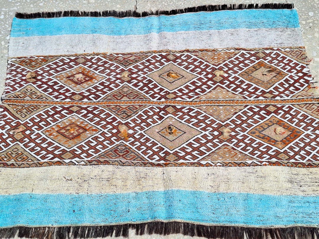 1950s Primitive Vintage Turkish Nomad Soumak Kilim From Adana 97cm X ...