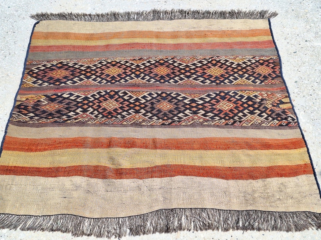 1940s Primitive Vintage Turkish Nomad Soumak Kilim From Adana 105cm X ...