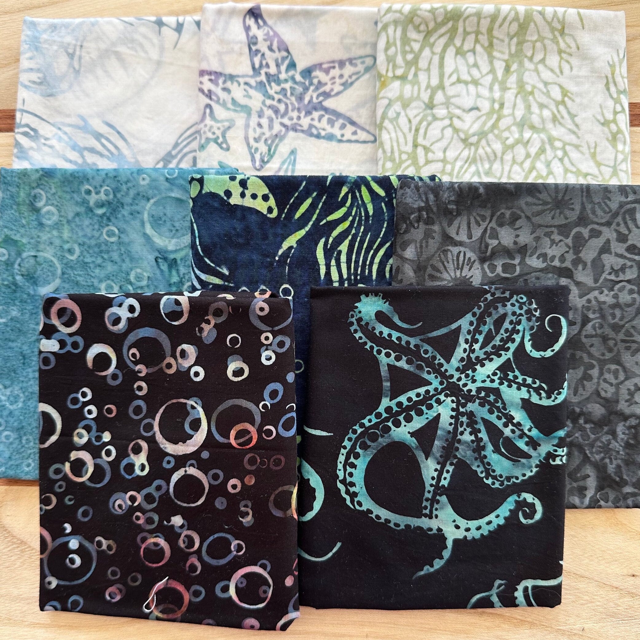 Ocean Themed Quilt Batik Fat Quarter Bundle, Bundle of 8 Fqs in ...