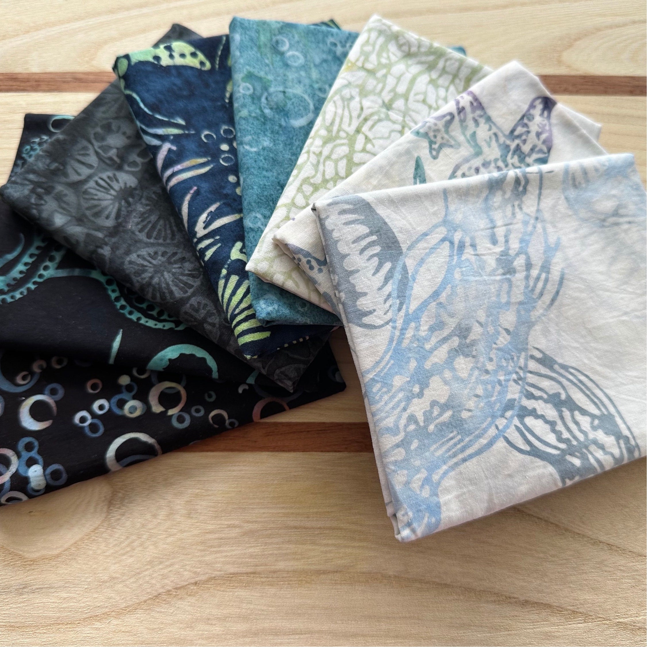 Ocean Themed Quilt Batik Fat Quarter Bundle, Bundle of 8 Fqs in ...