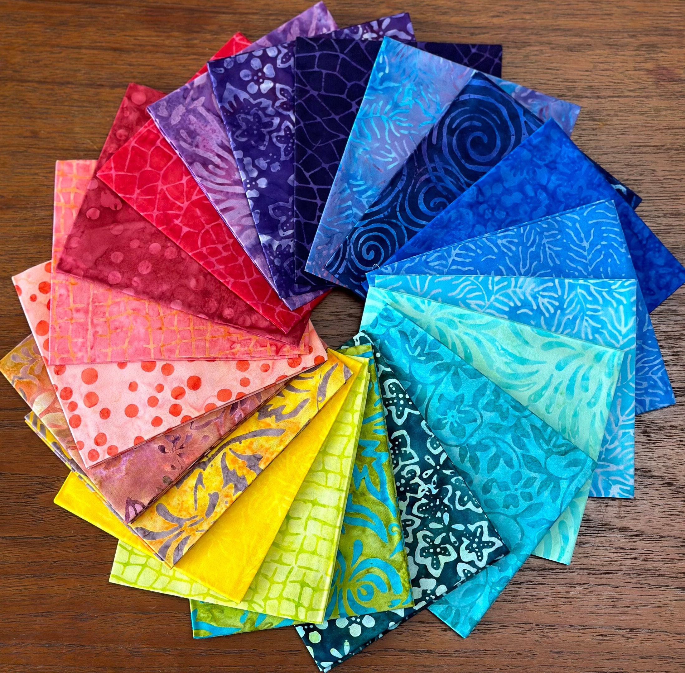 Bright Rainbow Quilt Fabric Fat Quarter Bundle, Batik FQ Bundle ...