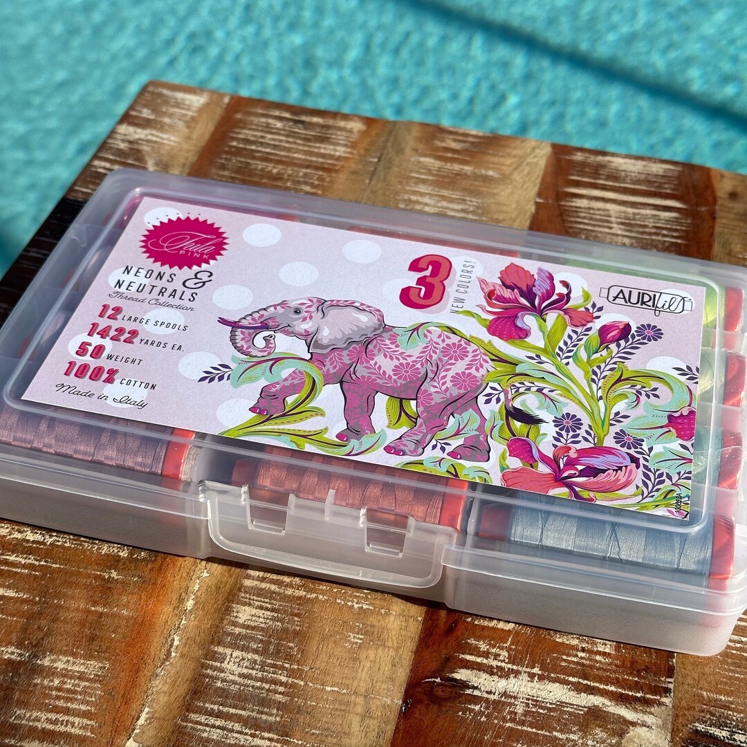 Tula Pink Aurifil Thread Collection, Neons and Neutrals, 12 Large ...