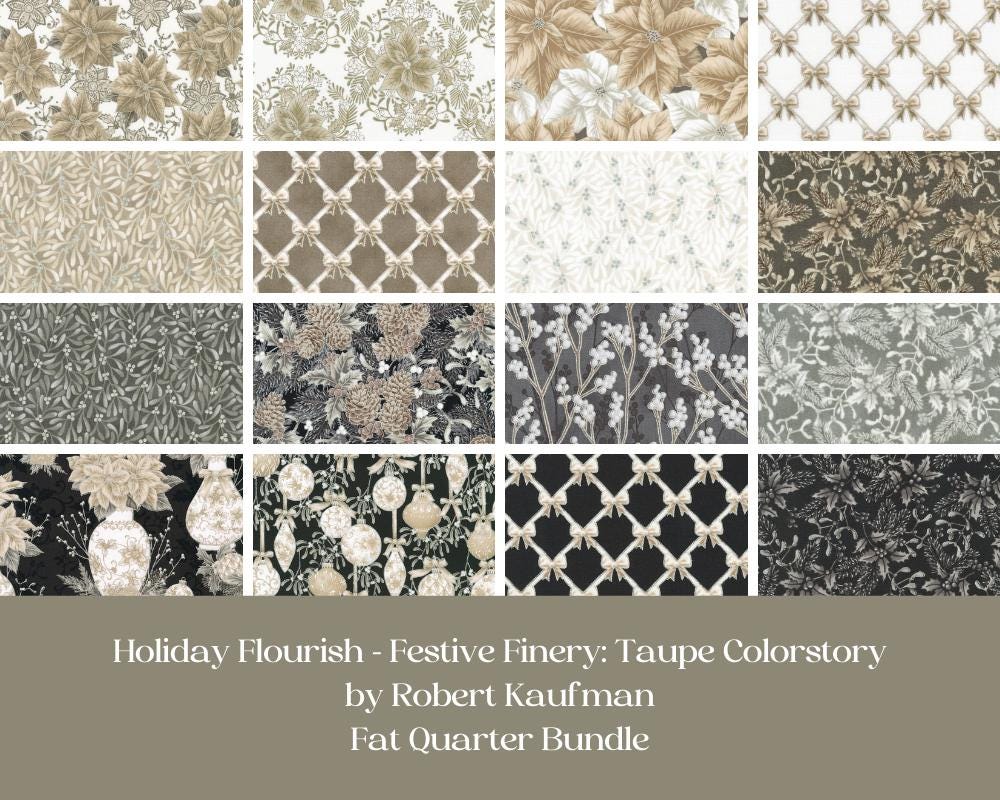 Elegant Christmas Quilt Fabric Fat Quarters, Holiday Flourish Festive ...