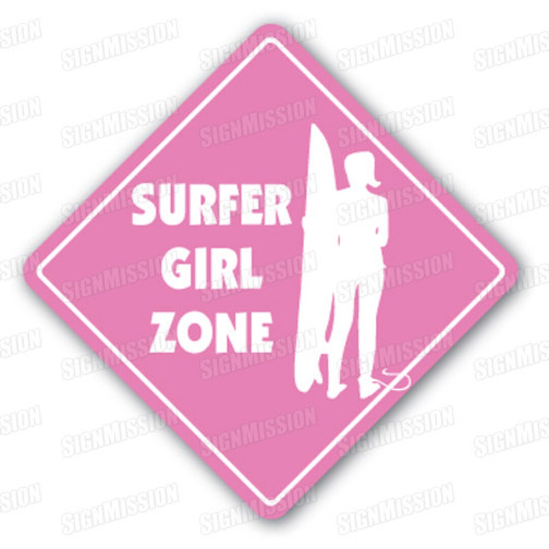 SURFER GIRL ZONE Sign Xing Gift Novelty Surfing Lover Surf Board Ocean ...