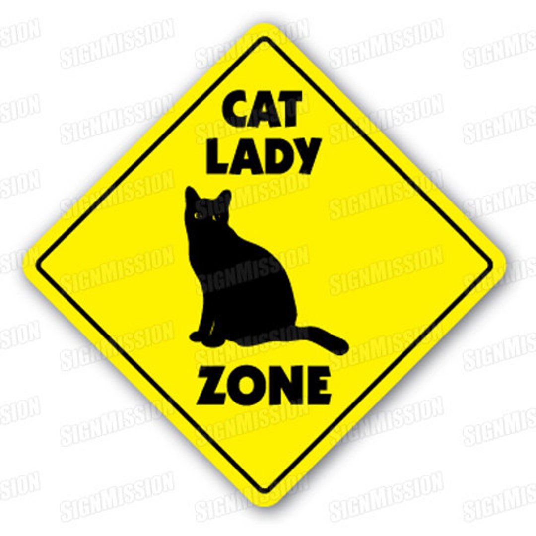 CAT LADY ZONE Sign Xing Gift Novelty Crazy Kitty Litter Kitten - Etsy