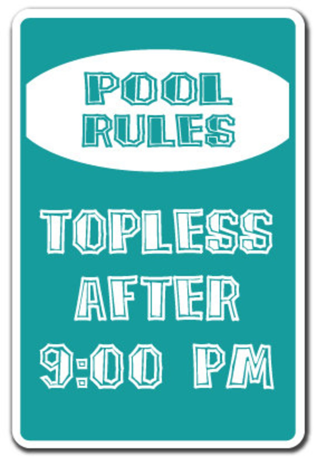 Pool Rules Parking Sign Gag Novelty Gift Funny Swim Swimming Bathing ...