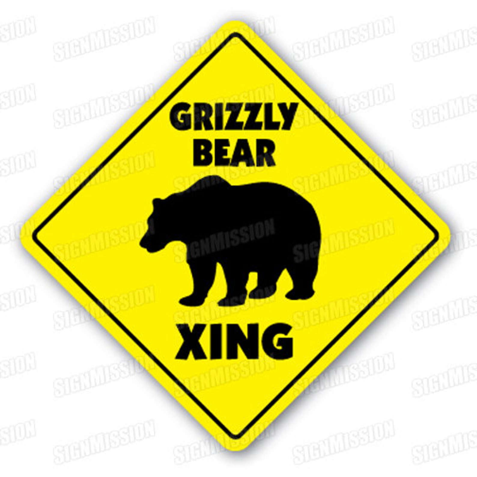 GRIZZLY BEAR CROSSING Sign Xing Gift Novelty Black Brown - Etsy