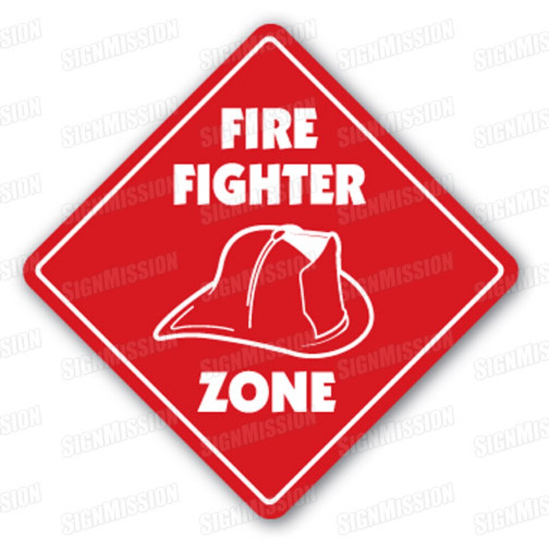 FIREFIGHTER ZONE Sign Fire Fighter Fireman Gift House Station Graduate ...
