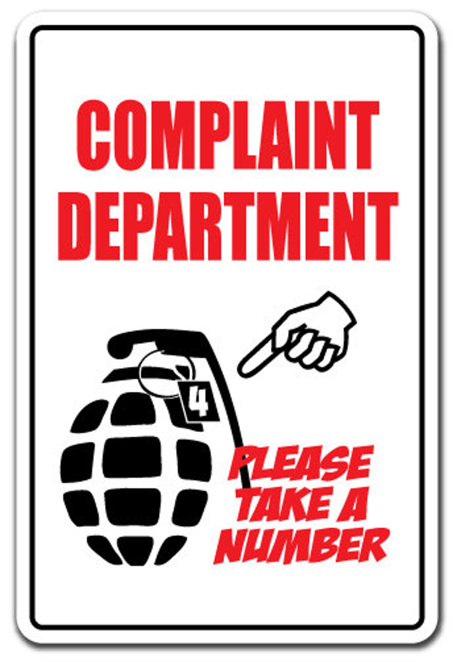 Complaint Department Take A Number Novelty Sign Funny Business Customer ...