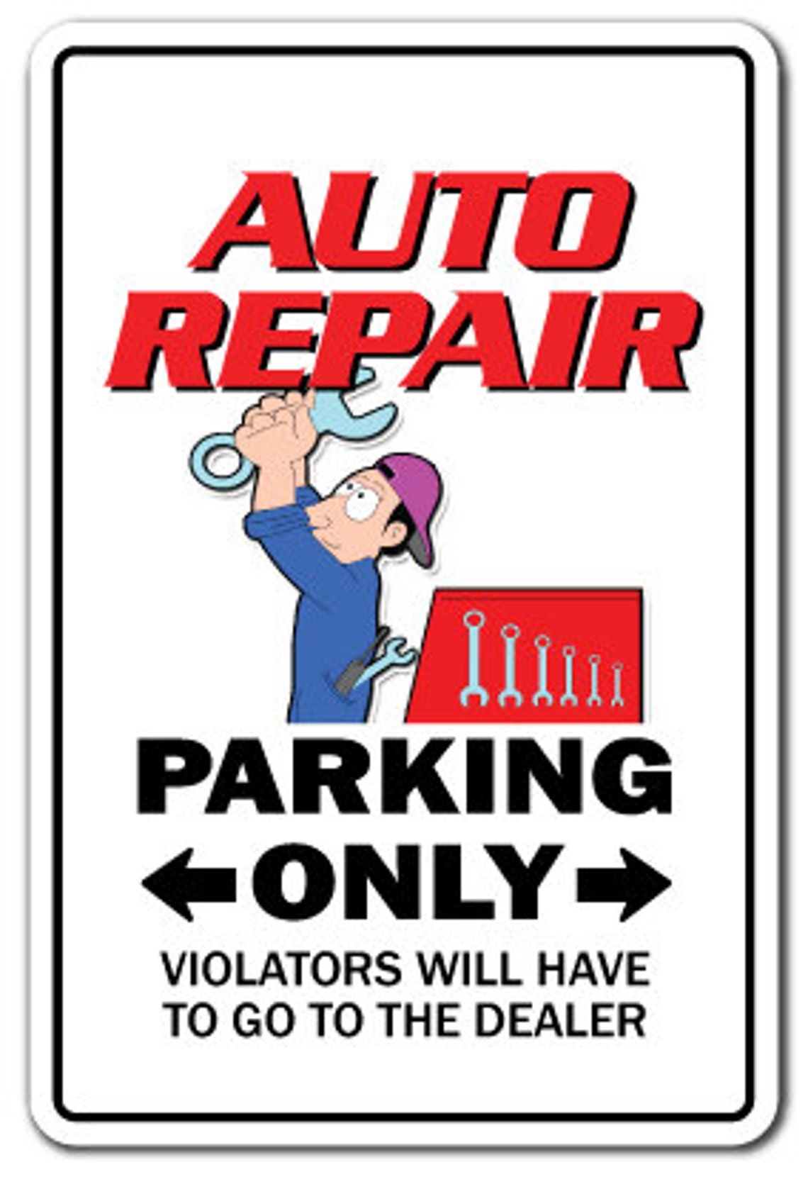 Auto Repair Parking Sign Gag Novelty Gift Funny Technician | Etsy
