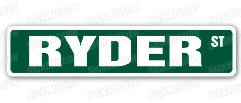 RYDER Street Sign Name Childrens Room Door Gift Kid Child Boy - Etsy