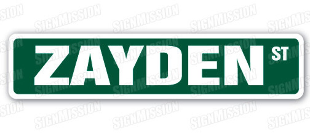 ZAYDEN Street Sign Name Childrens Room Door Gift Kid Child Boy Girl ...