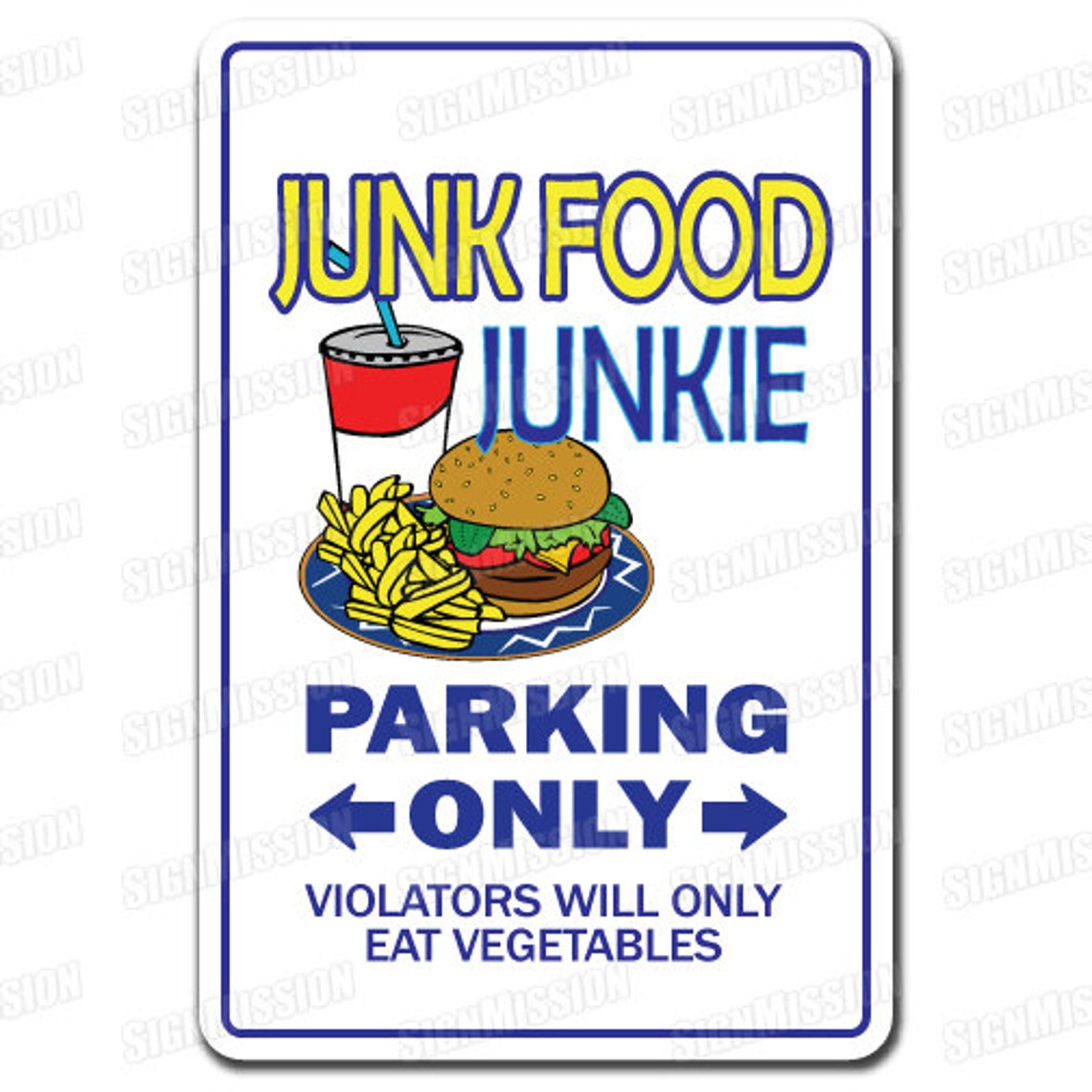 JUNK FOOD JUNKIE Novelty Sign Gift Candy Fried Fast Food Funny - Etsy