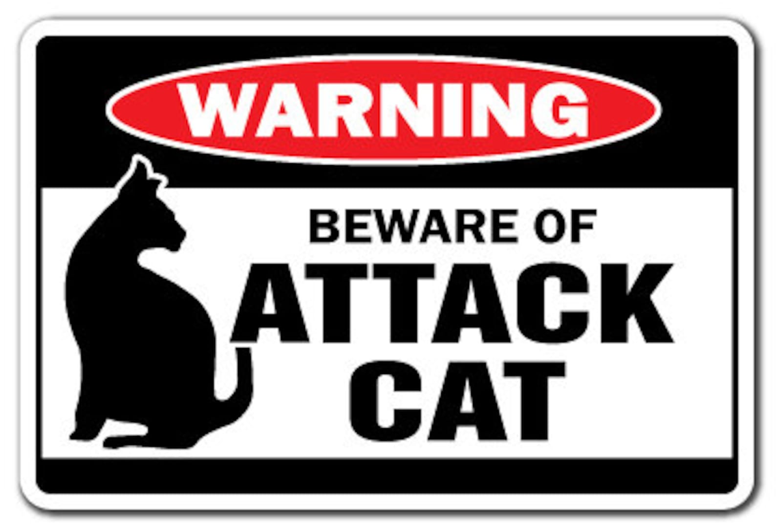 Beware of Attack Cat Warning Sign Cats Signs Gag Gift - Etsy