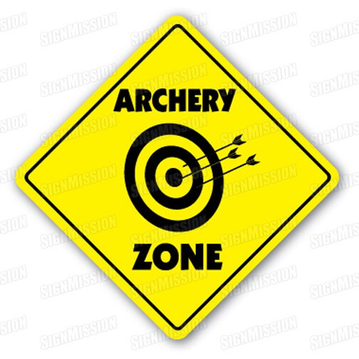 ARCHERY ZONE Sign Caution Xing Bow Arrow Target Gift | Etsy