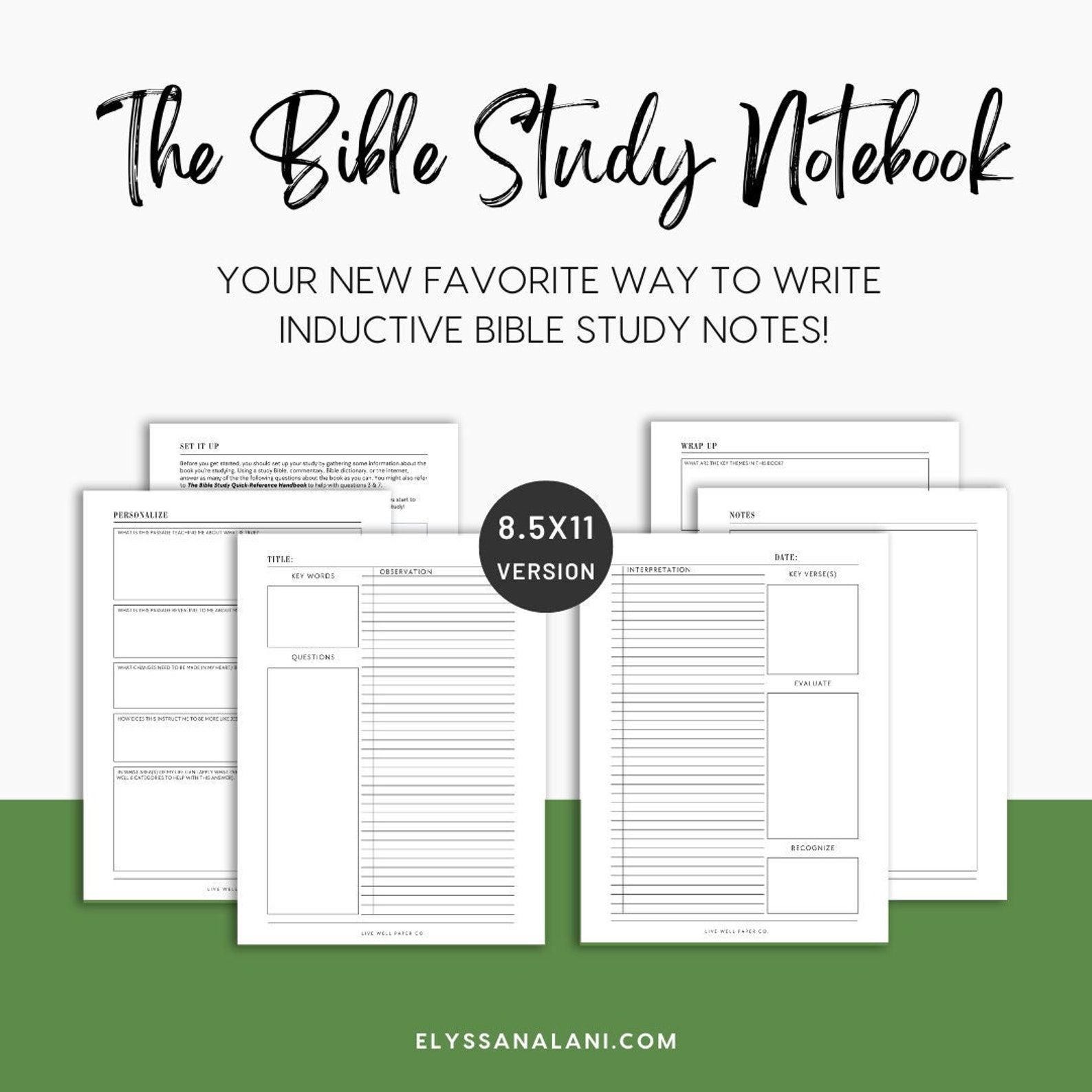 The Bible Study Notebook | Inductive Bible Study Note Taking | 8.5 X 11 ...
