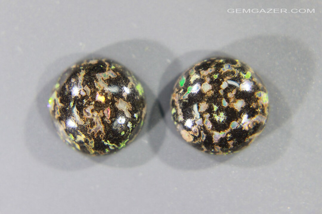 Black Leopard Opal Cabochon Pair, Mexico. 4.89 Carats Total Weight. - Etsy