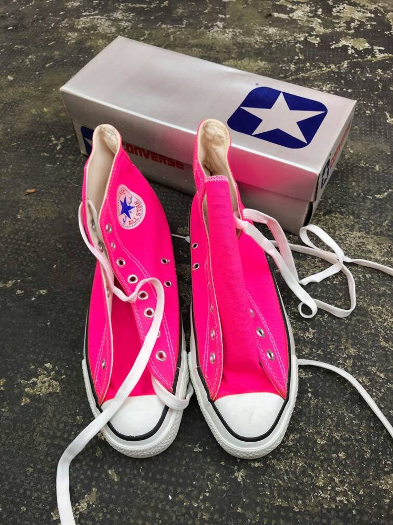 80s Neon Pink Converse Deadstock Converse Usa Vintage Nylon Rare Size 9