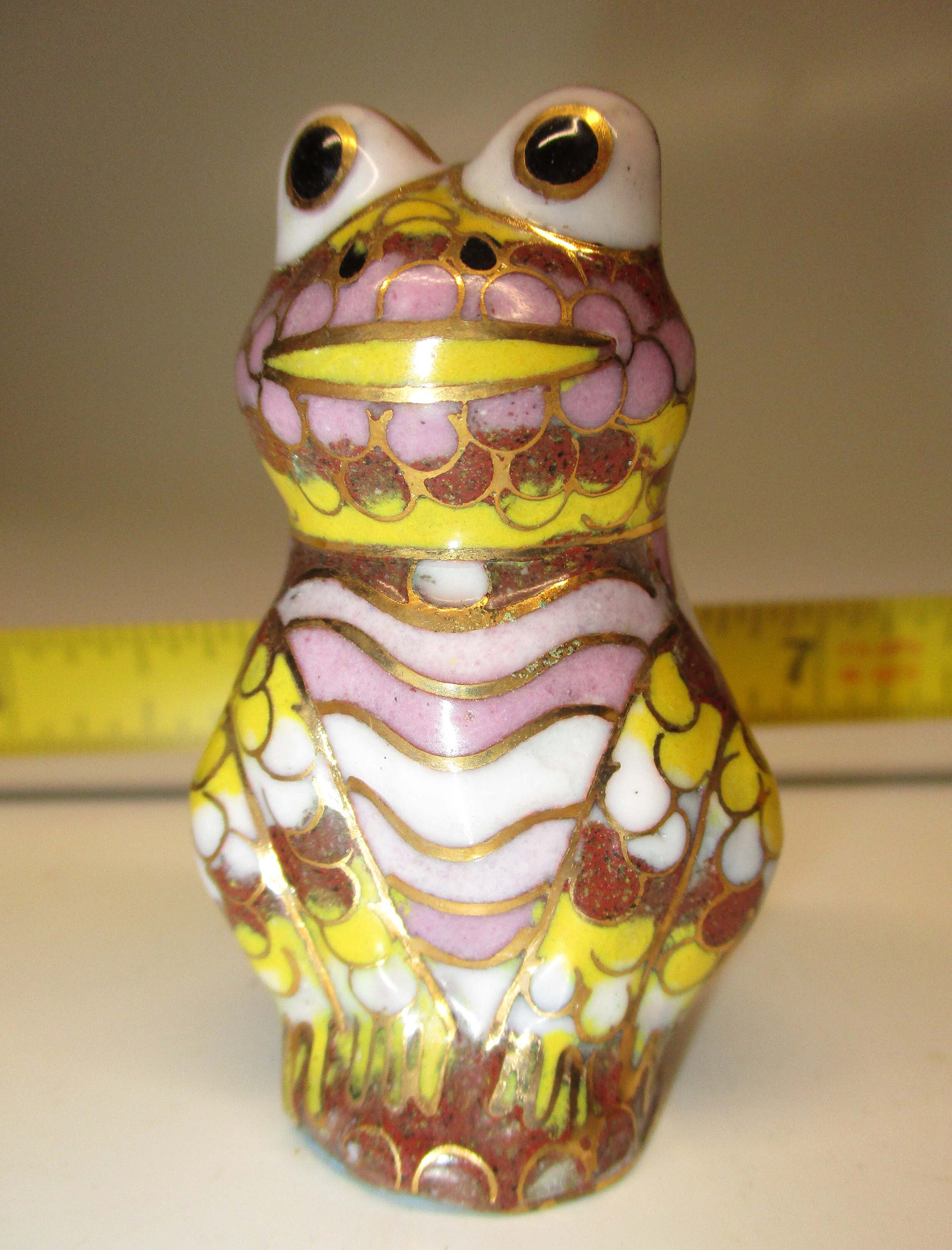Cloisonne Toad Frog Statue Figurine Esmalte de oro chapado | Etsy