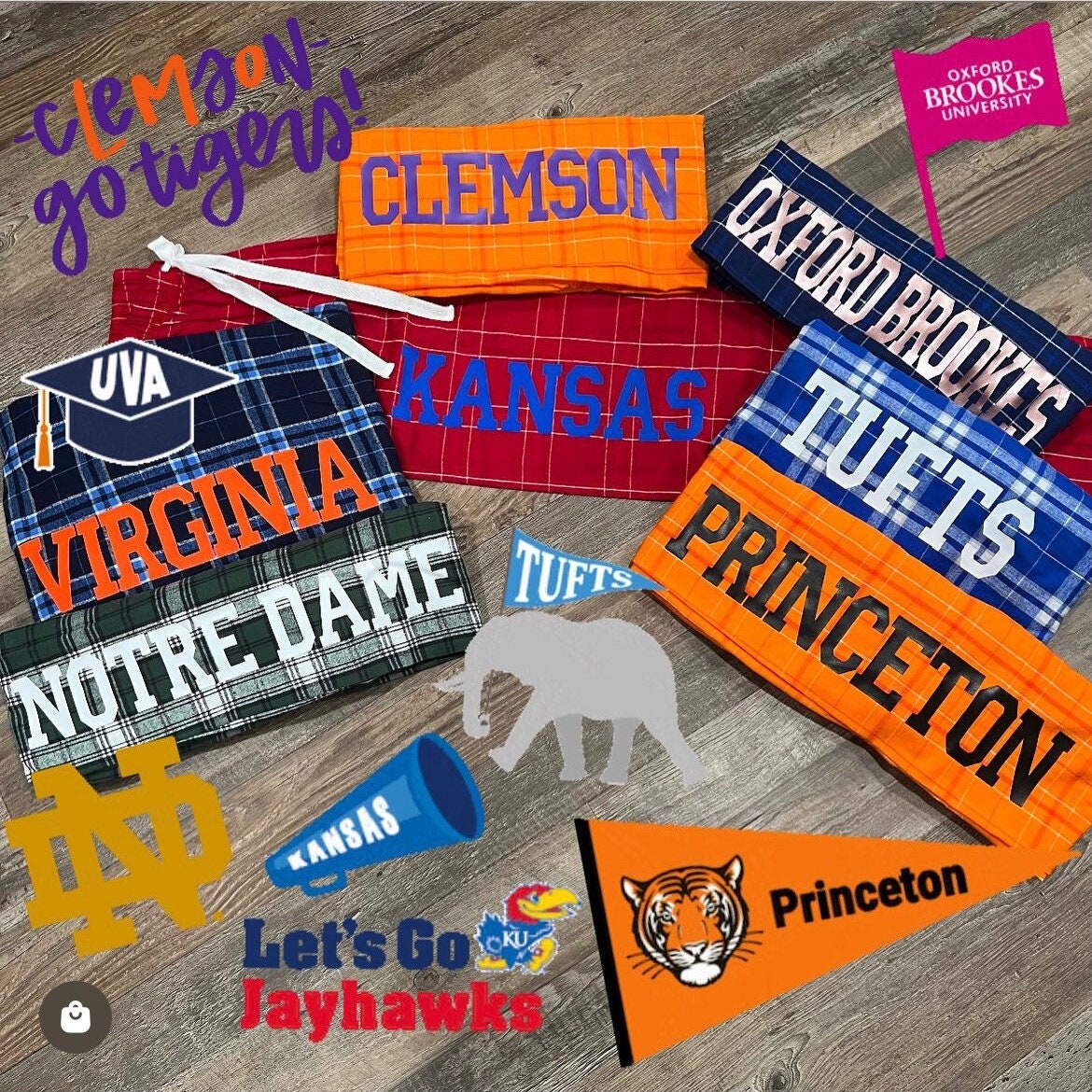 School Spirit Plaid Pajama Pant, College Plaid Pajamas, College Pajama ...