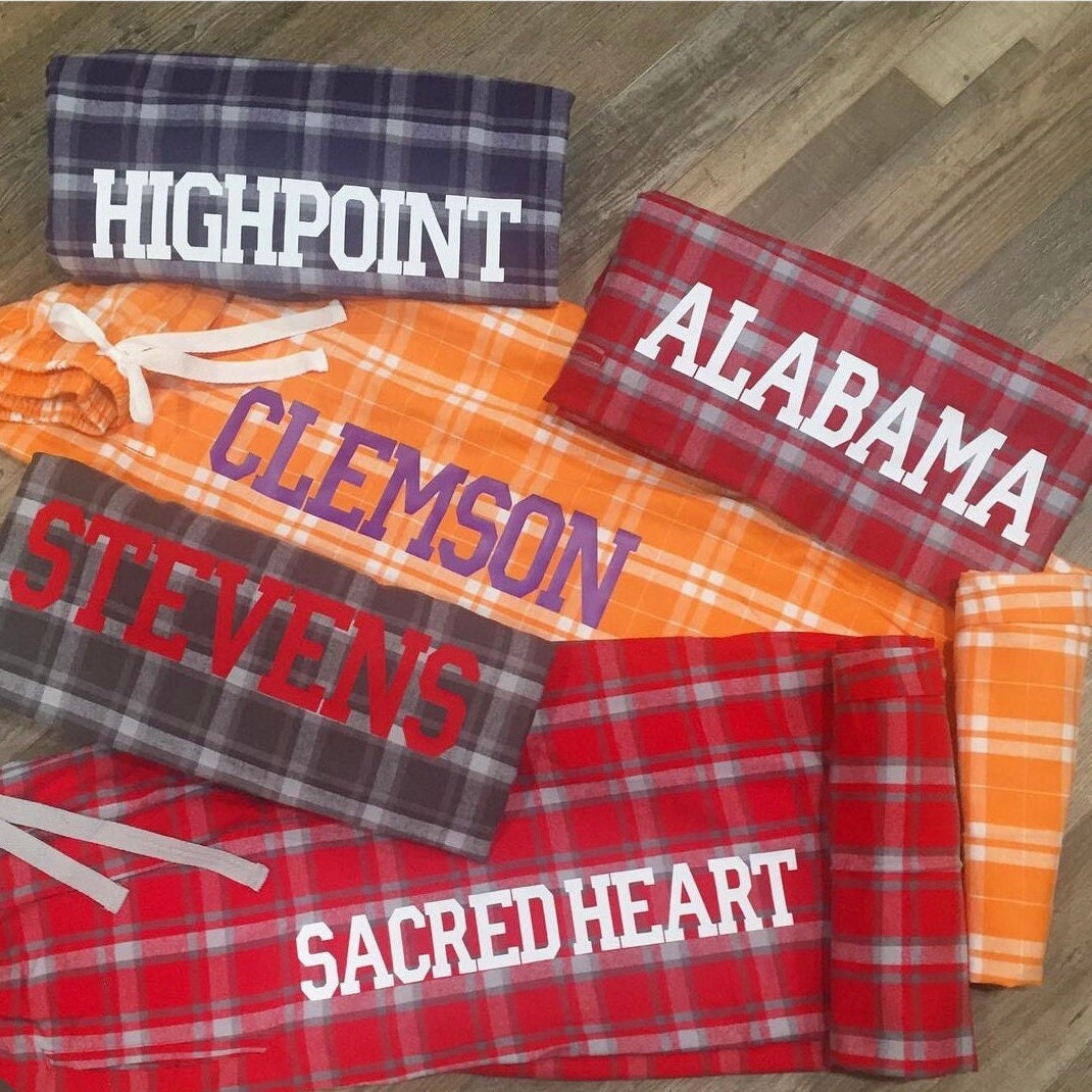 School Spirit Plaid Pajama Pant, College Plaid Pajamas, College Pajama ...