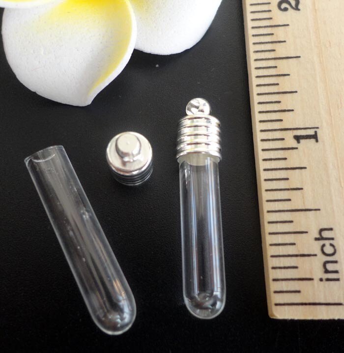6MM Round Bottom Tube, Mini Glass Vial With Silver-plated Copper Cap ...