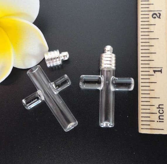 6MM Cross Vial Tiny Glass Vials With Silver-plated Copper | Etsy