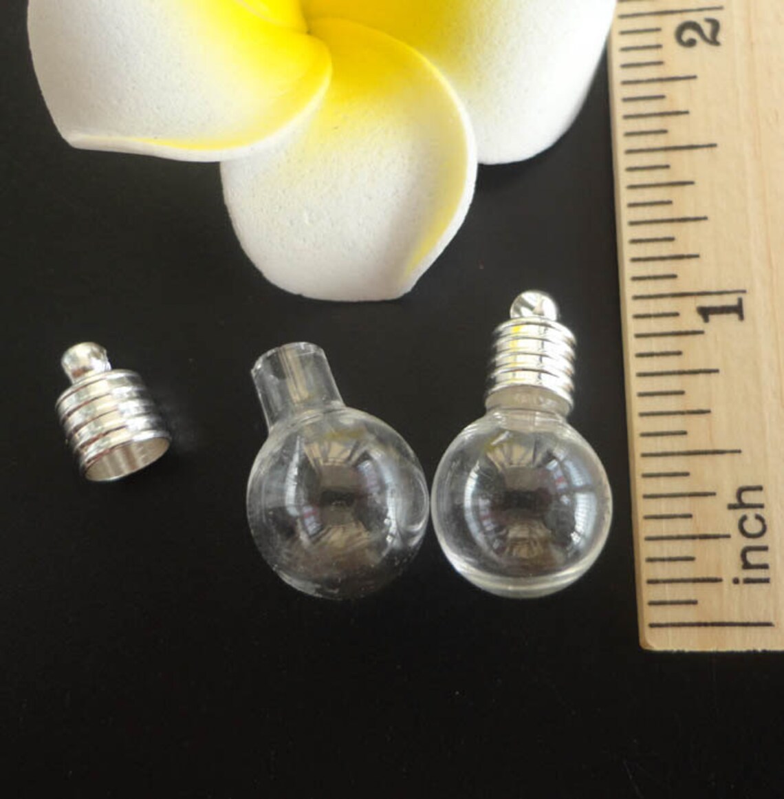 6MM GLOBES, Round Bulb,tiny Glass Vial With Silver-plated Copper Cap ...