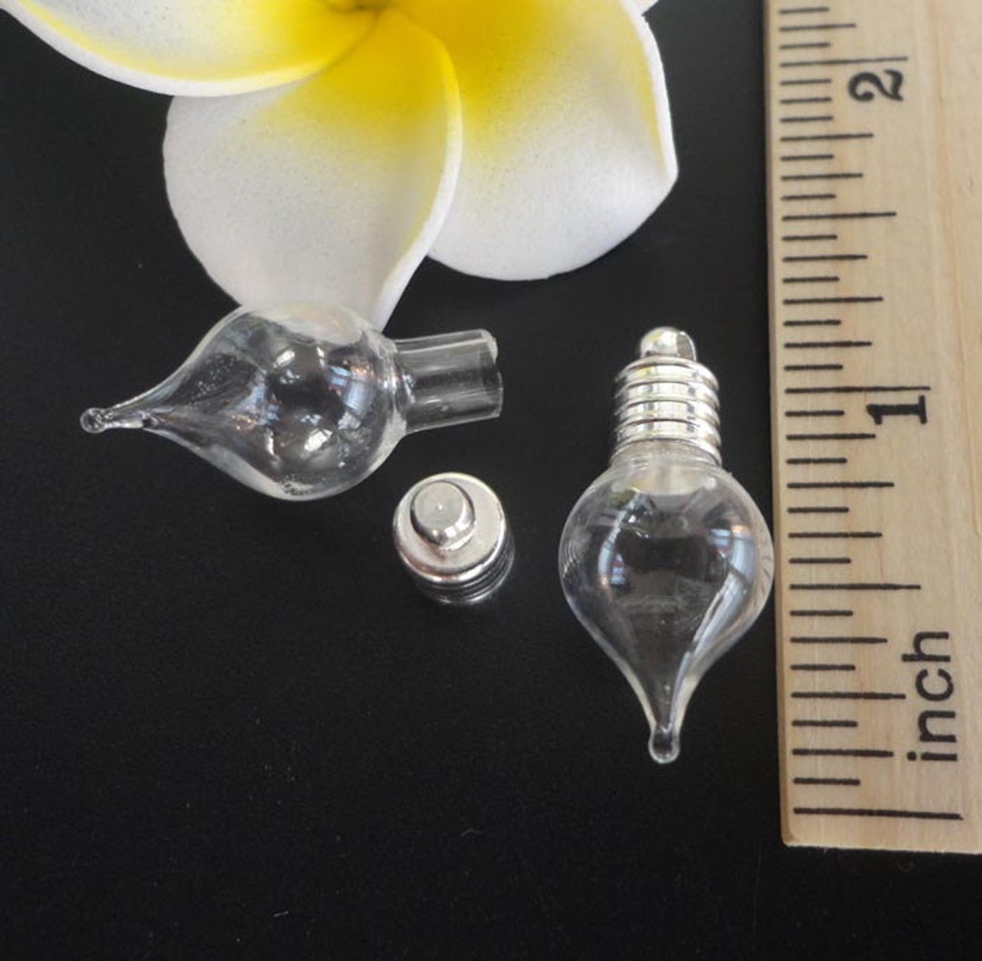 6MM TEAR Drop,tiny Glass Vial With Silver-plated Copper Cap , Empty ...